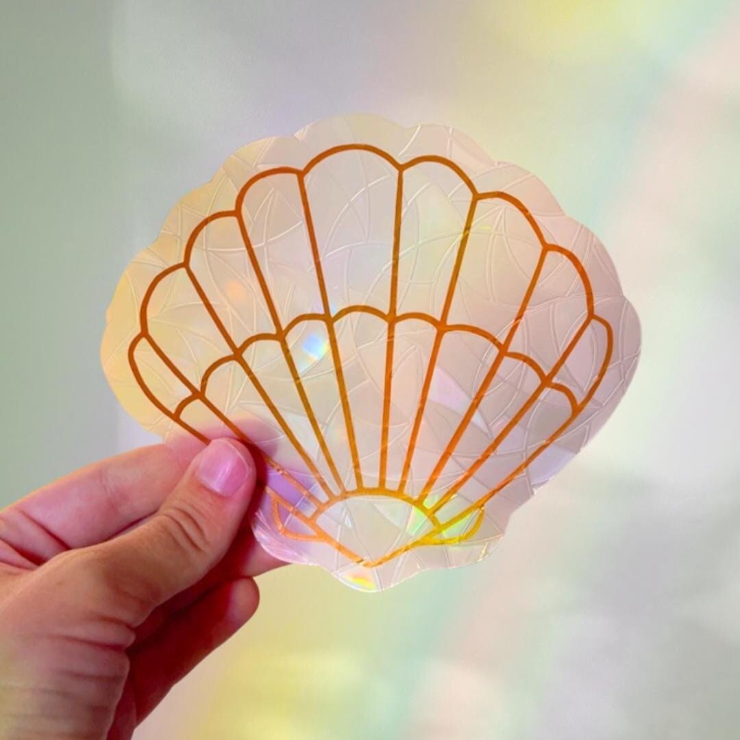 Seashell Suncatcher Sticker | Window Cling | Mermaid Decor | Crustacean ...