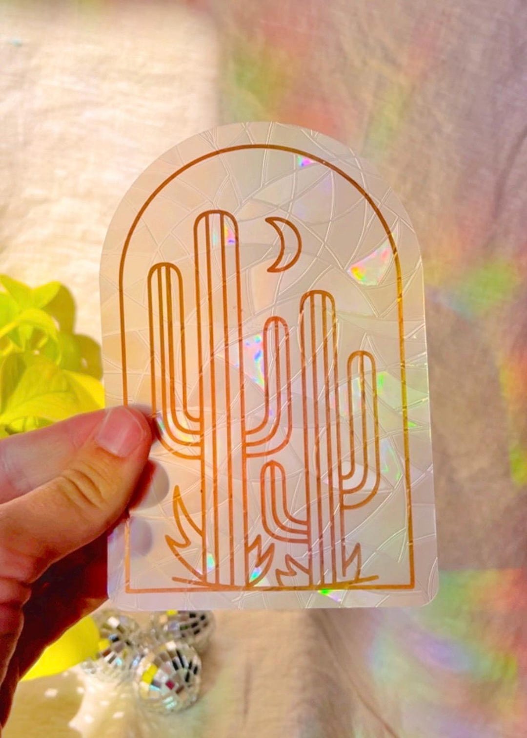 Cactus Suncatcher | Desert Inspired Window Cling | Copper | Western ...