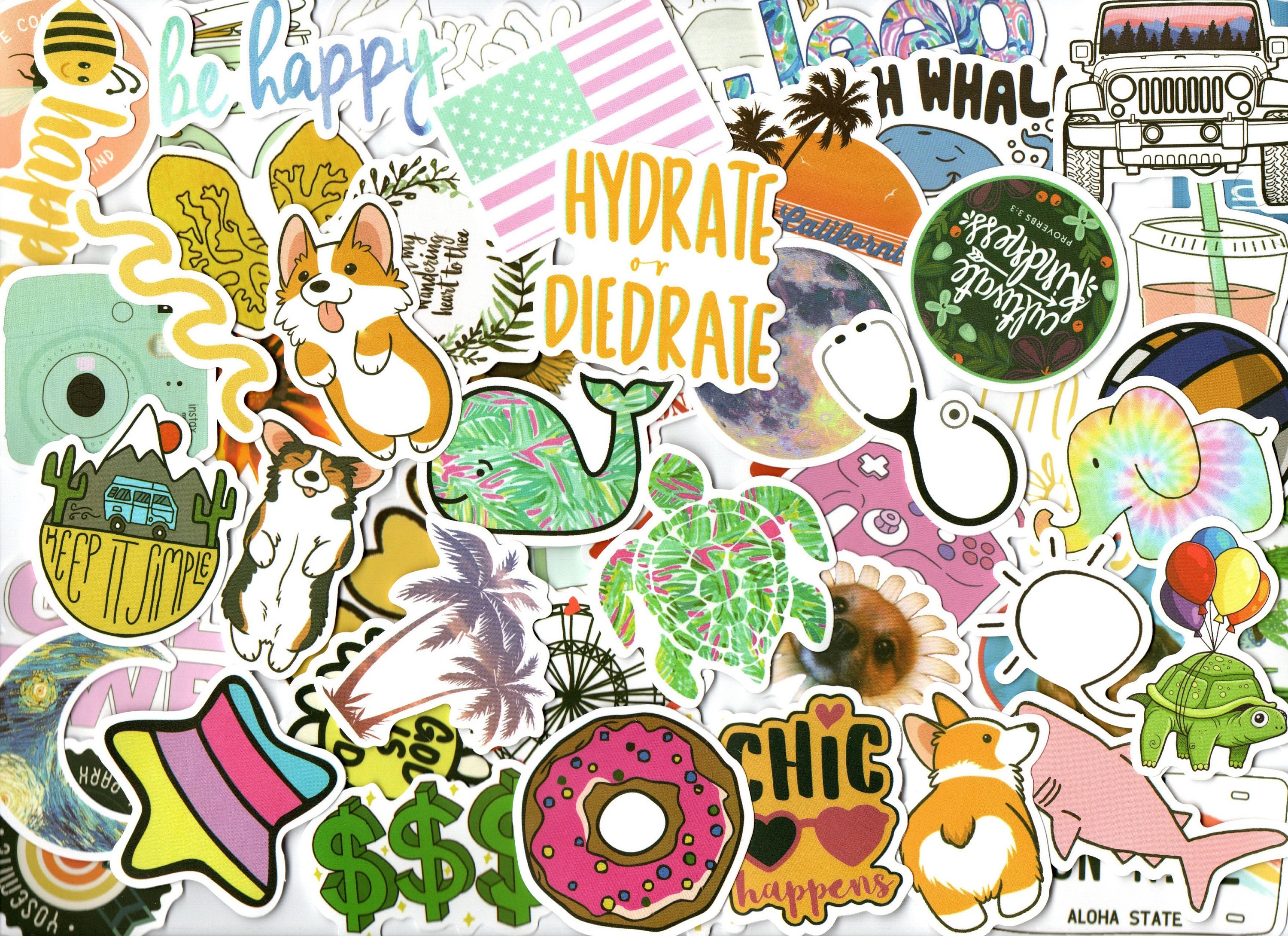 100 Pcs Random Aesthetic Stickers Pack Waterproof Cute | Etsy