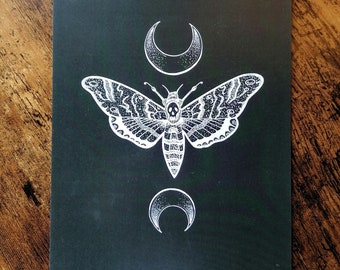 Mystical Moth, Print of Original Witchy Art Illustration, A4 - Etsy