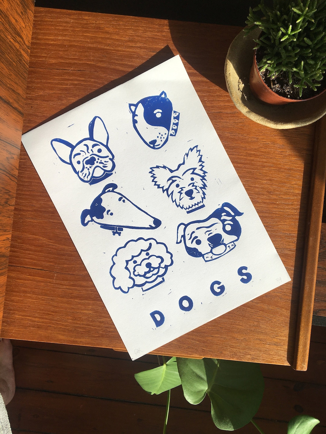 DOGS Lino Cut Print - Etsy