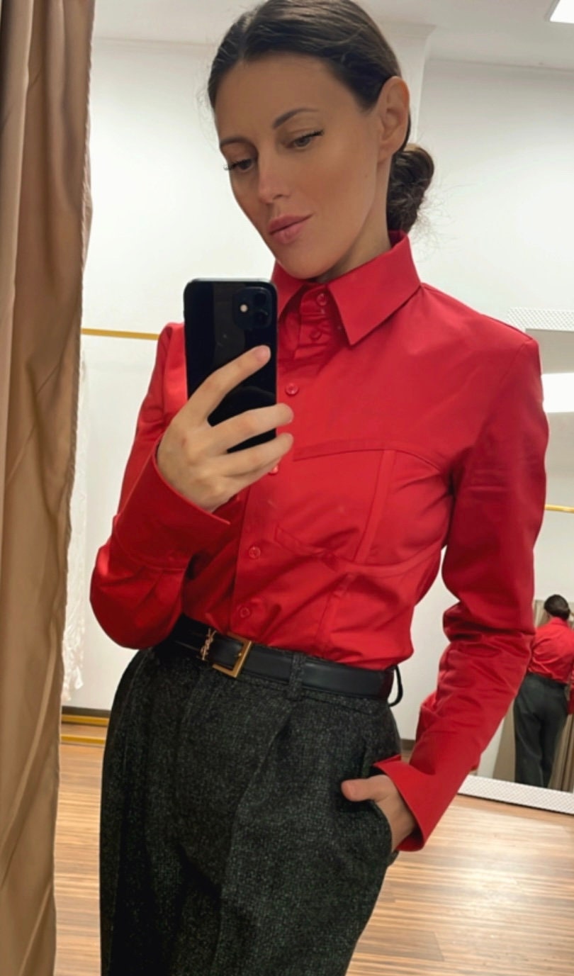 Red Designer Blouse,stylish Business Blouse,elegant Handmade Cotton Top ...