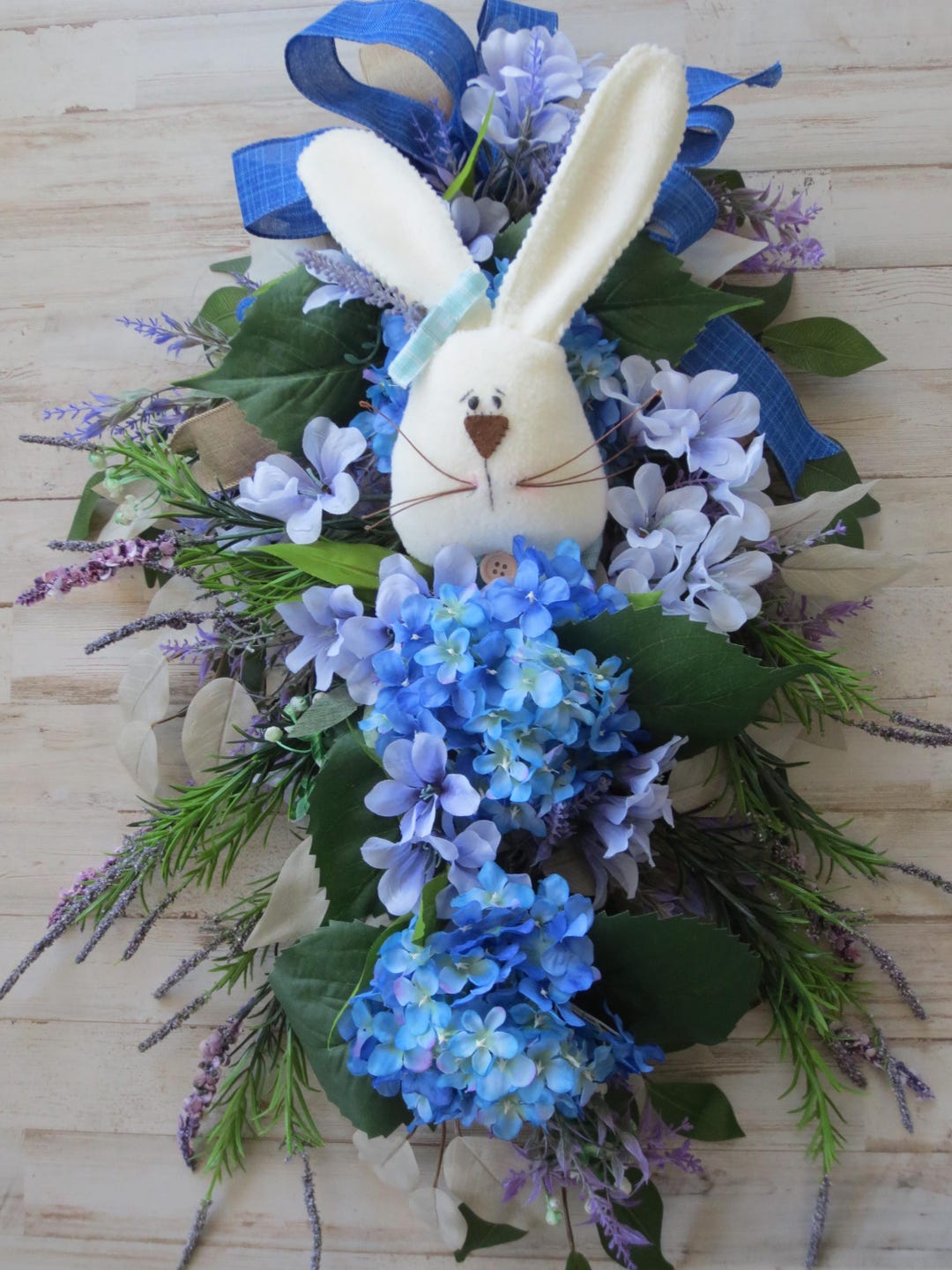 Bunny Swag for Front Door, Purple and Blue Teardrop Swag, Swing Wall ...