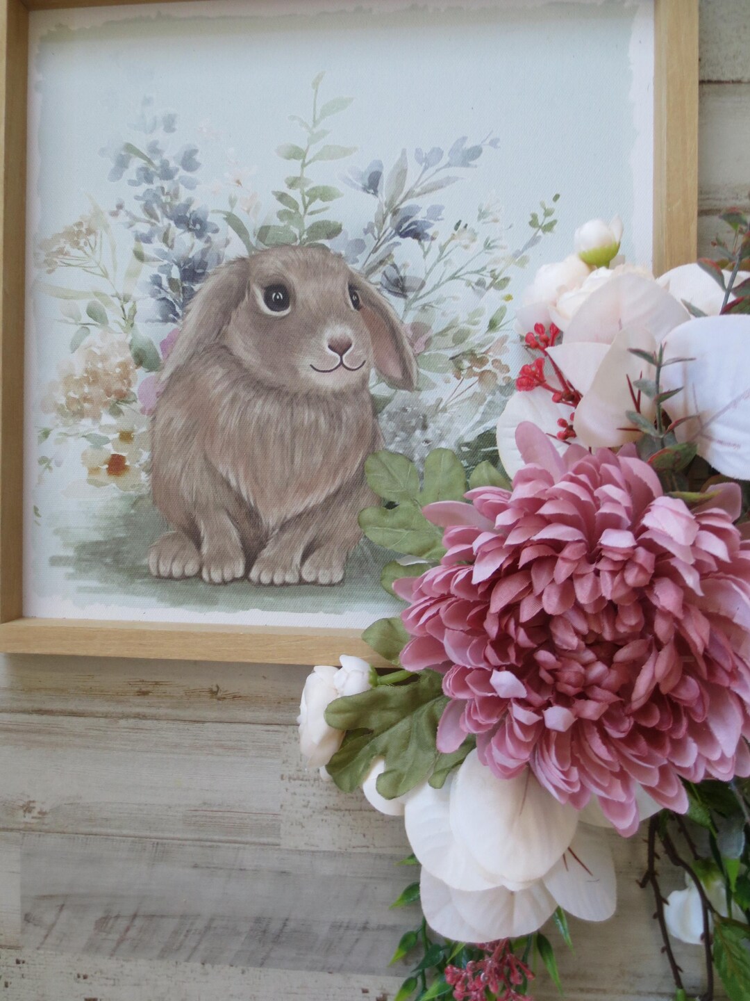 Rabbit Picture Frame, Floral Picture Wall Decor, Easter Bunny Picture ...