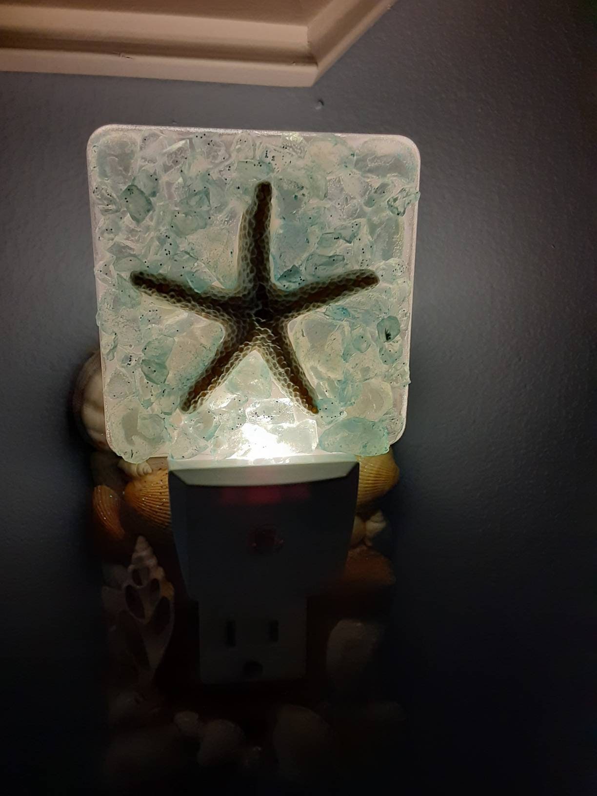 Coastal Starfish and Seaglass Nightlight With Light Sensor. - Etsy