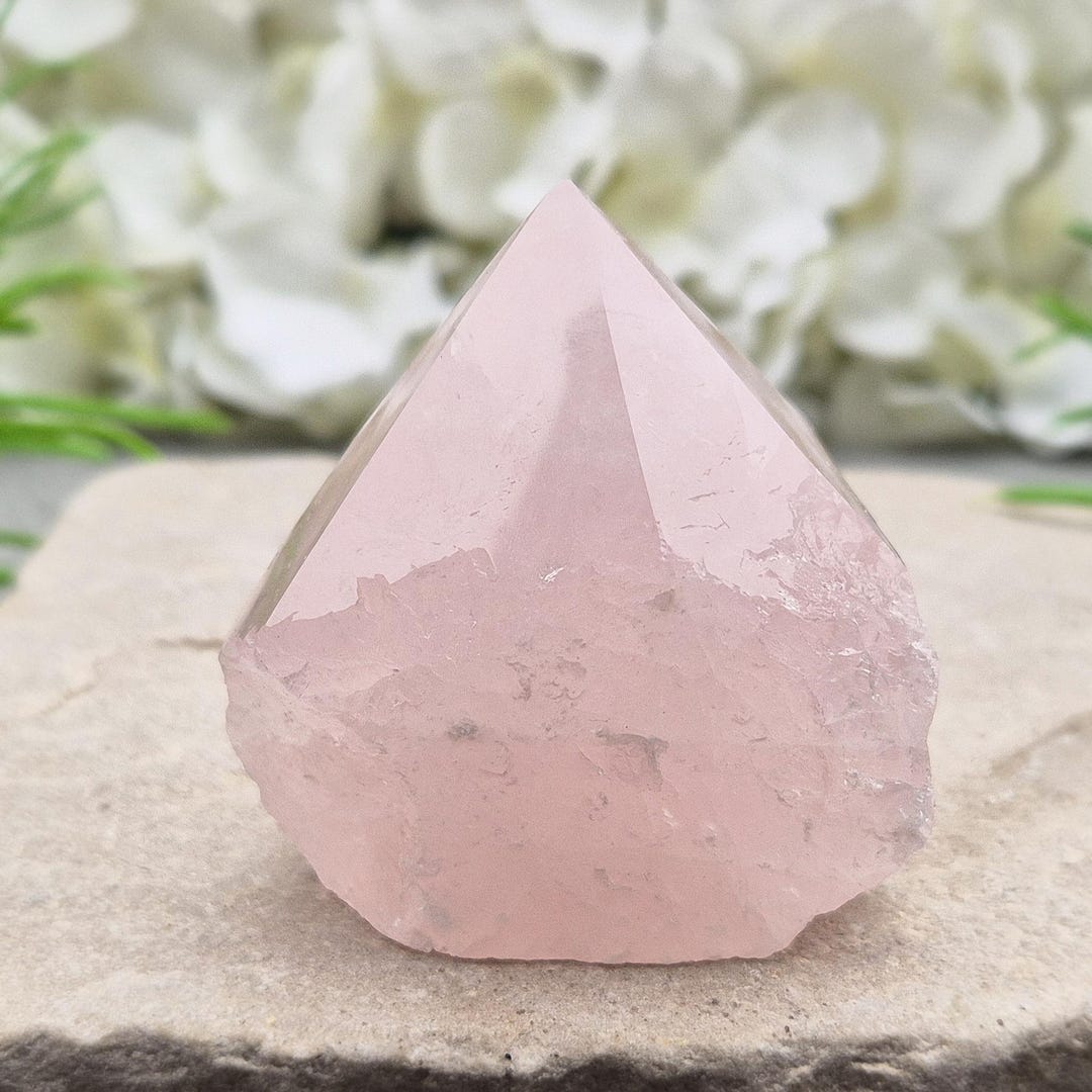 Rose Quartz Crystal Standing Point, Natural Sides, Polished Tip - Etsy UK