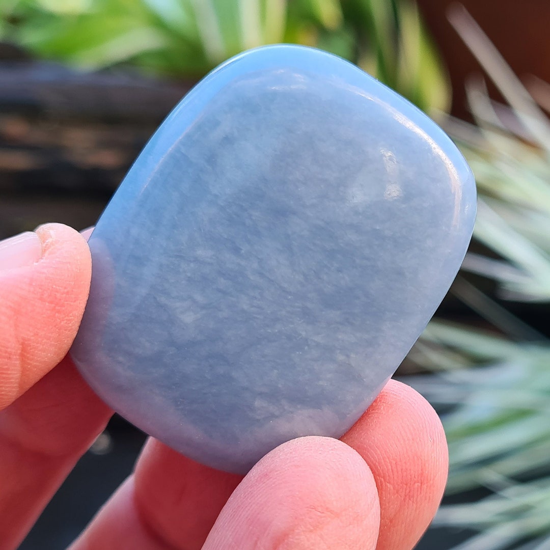 Crystal, Angelite Palm Stone, Also Known as Angeline or Anhydrite - Etsy