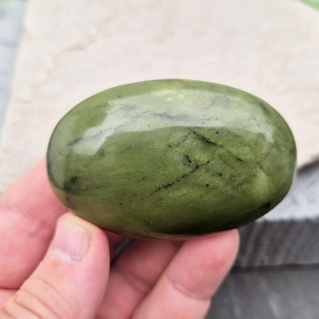Nephrite Jade Palm Stone, Crystal Gemstone - Etsy