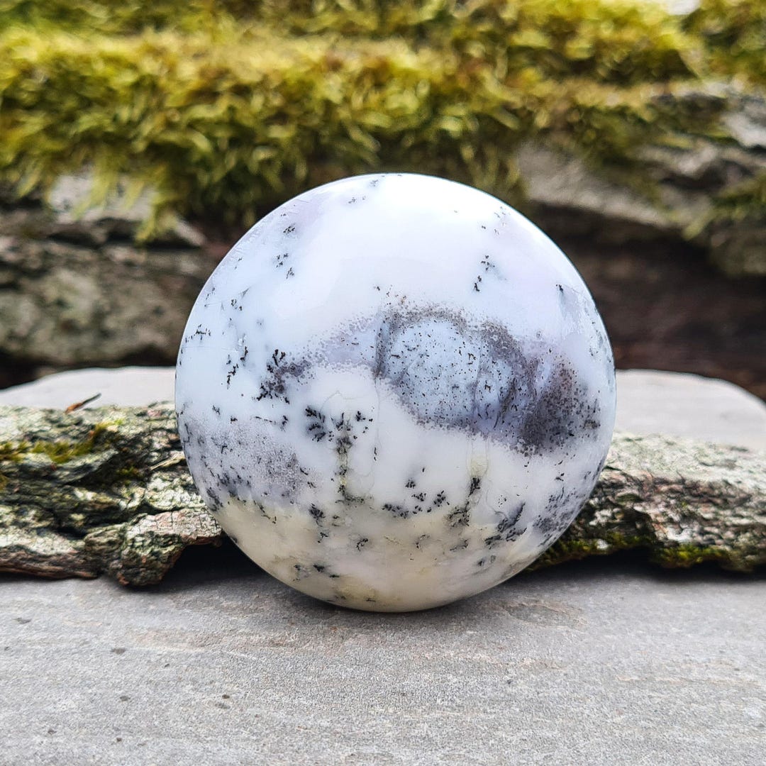 Merlinite Crystal Pebble, Dendritic White Opal - Etsy