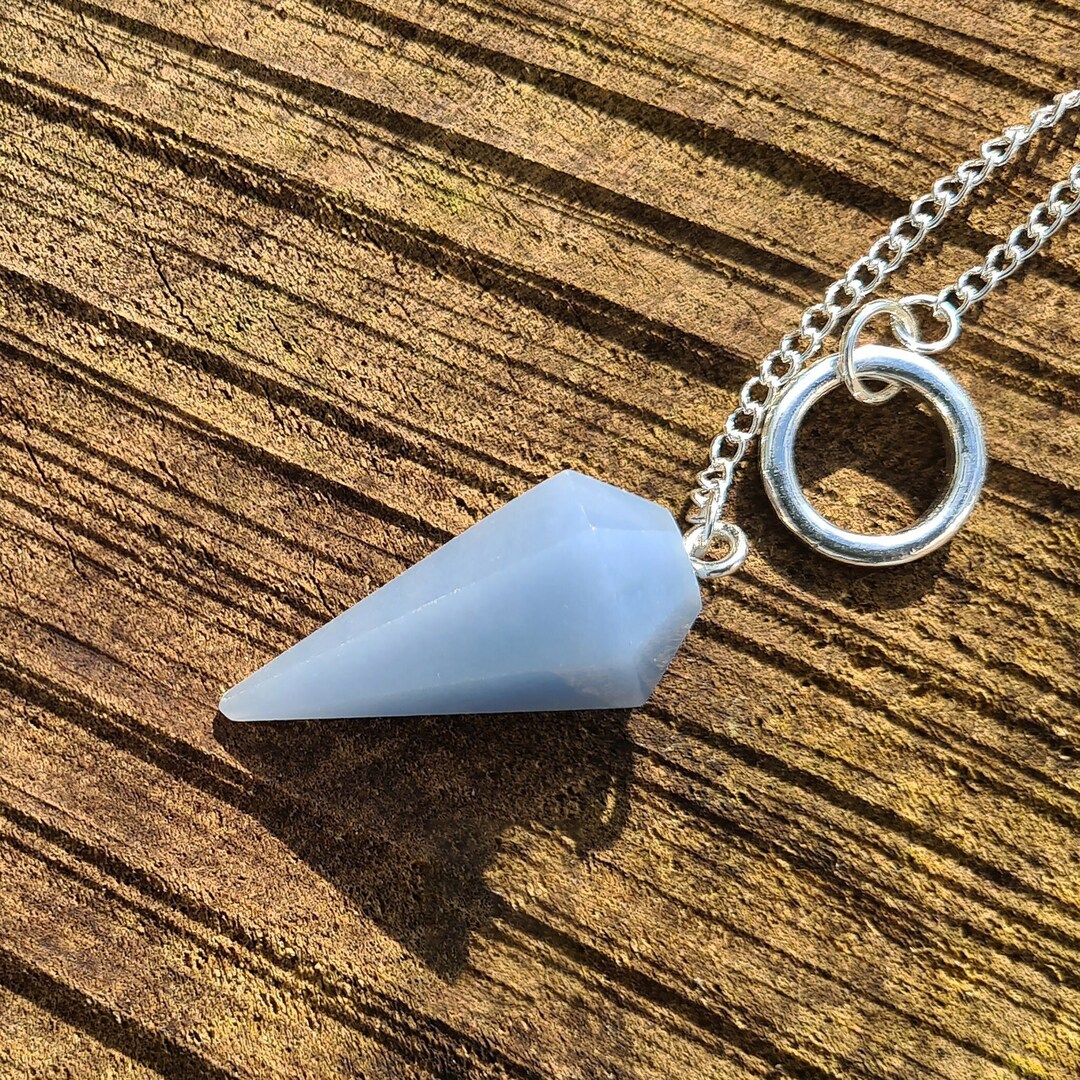 Angelite Crystal Pendulum, Also Known as Angeline or Anhydrite - Etsy