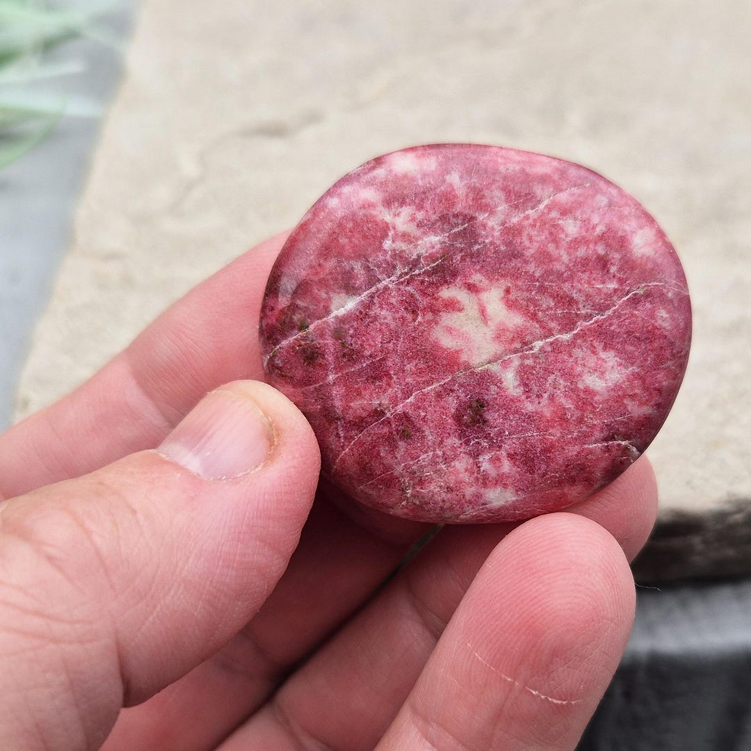 Pink Thulite Palm Stone – Polished Crystal | Encourages Vitality ...