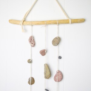Rock Wall Hanging, Lake House Wall Art, Driftwood and Sea Glass, Rustic ...