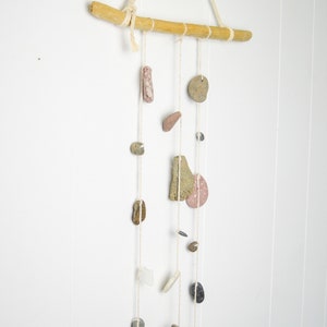 Rock Wall Hanging, Lake House Wall Art, Driftwood and Sea Glass, Rustic ...