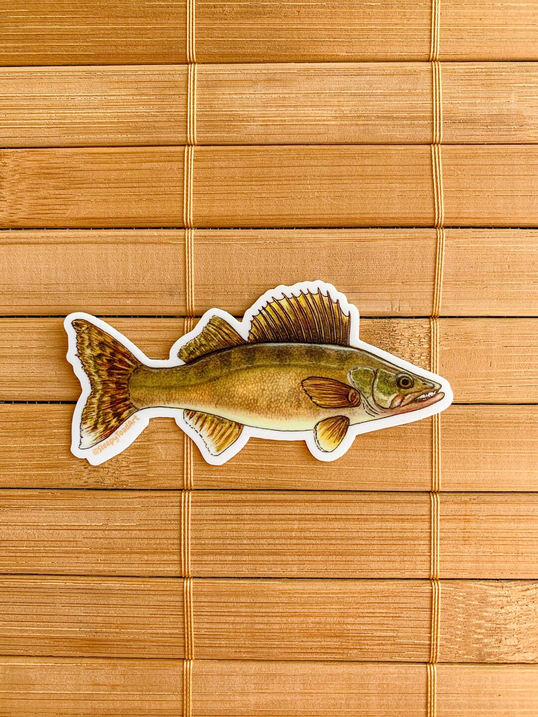 Walleye Fish Sticker, Pickerel Fishing Artwork, Waterproof Vinyl ...