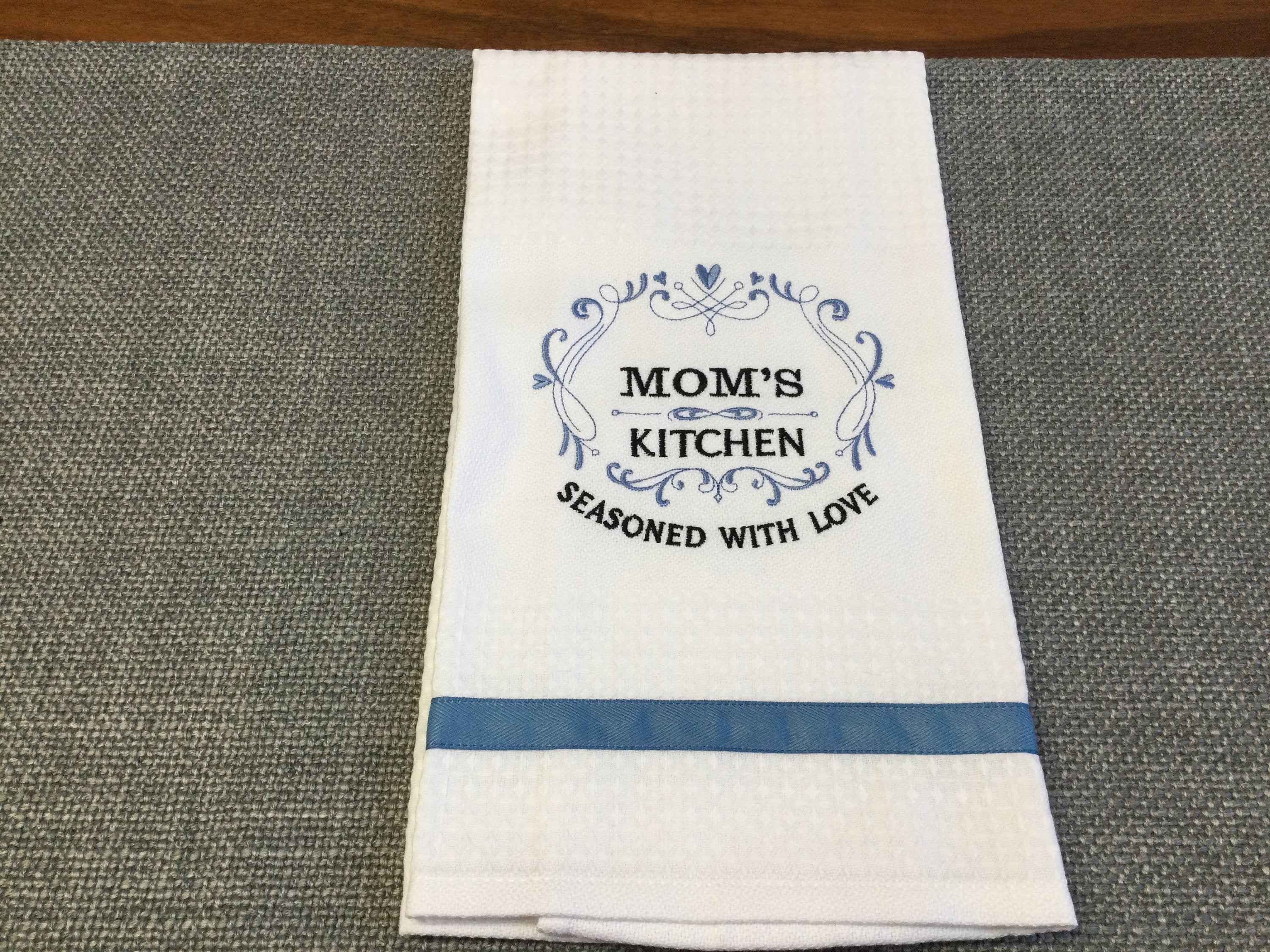 Personalized Embroidered Kitchen Towel: Mom's Kitchen, Custom Name - Etsy
