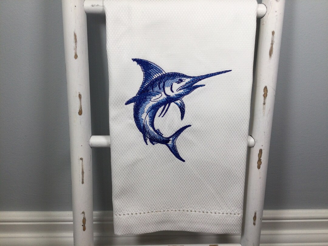 Bluefin Fish Guest Towel, Marlin Fingertip Towel, Nautical , Coastal ...