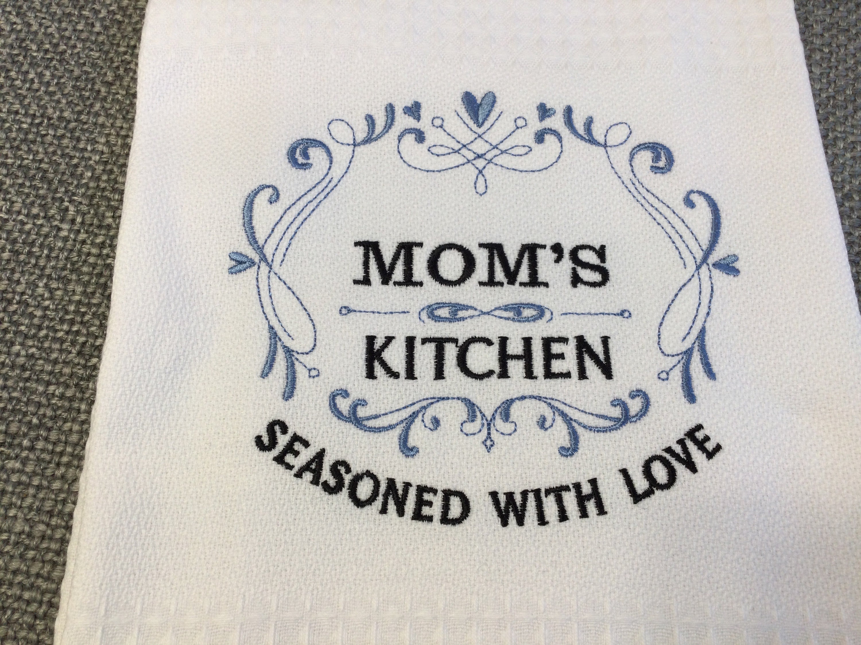 Personalized Embroidered Kitchen Towel: Mom's Kitchen, Custom Name - Etsy