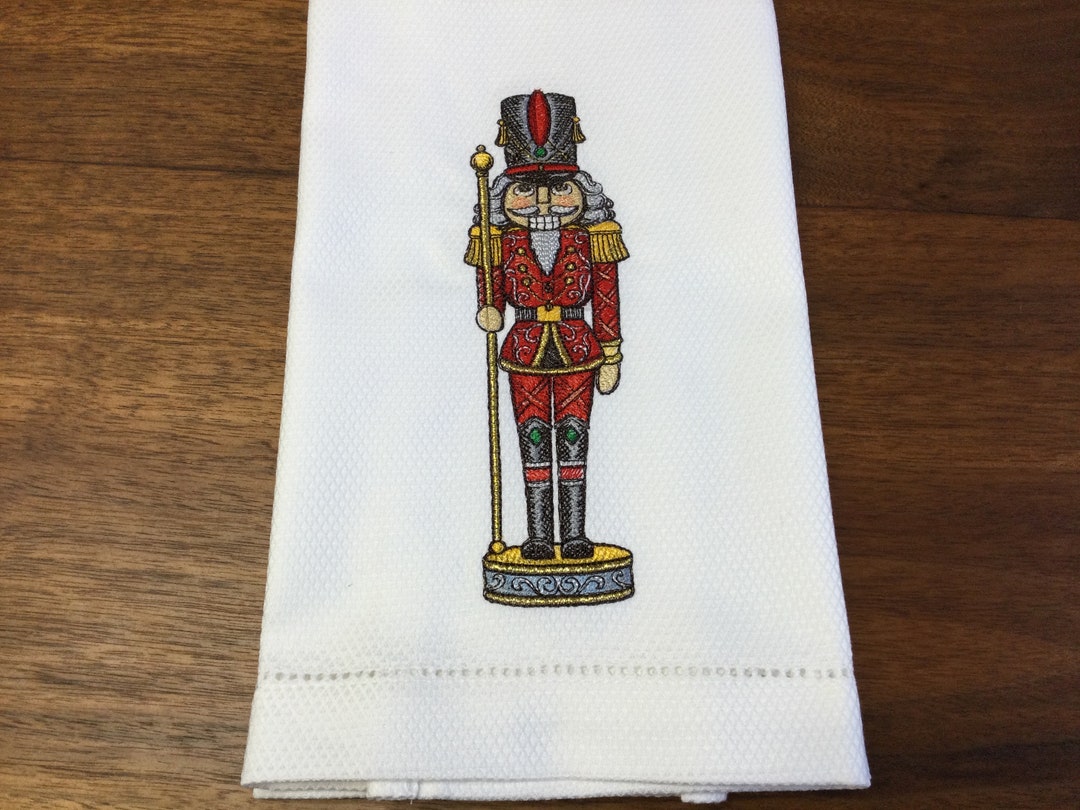 Nutcracker Embroidered Guest Hand Towel , Christmas Nutcracker Bar Cart ...