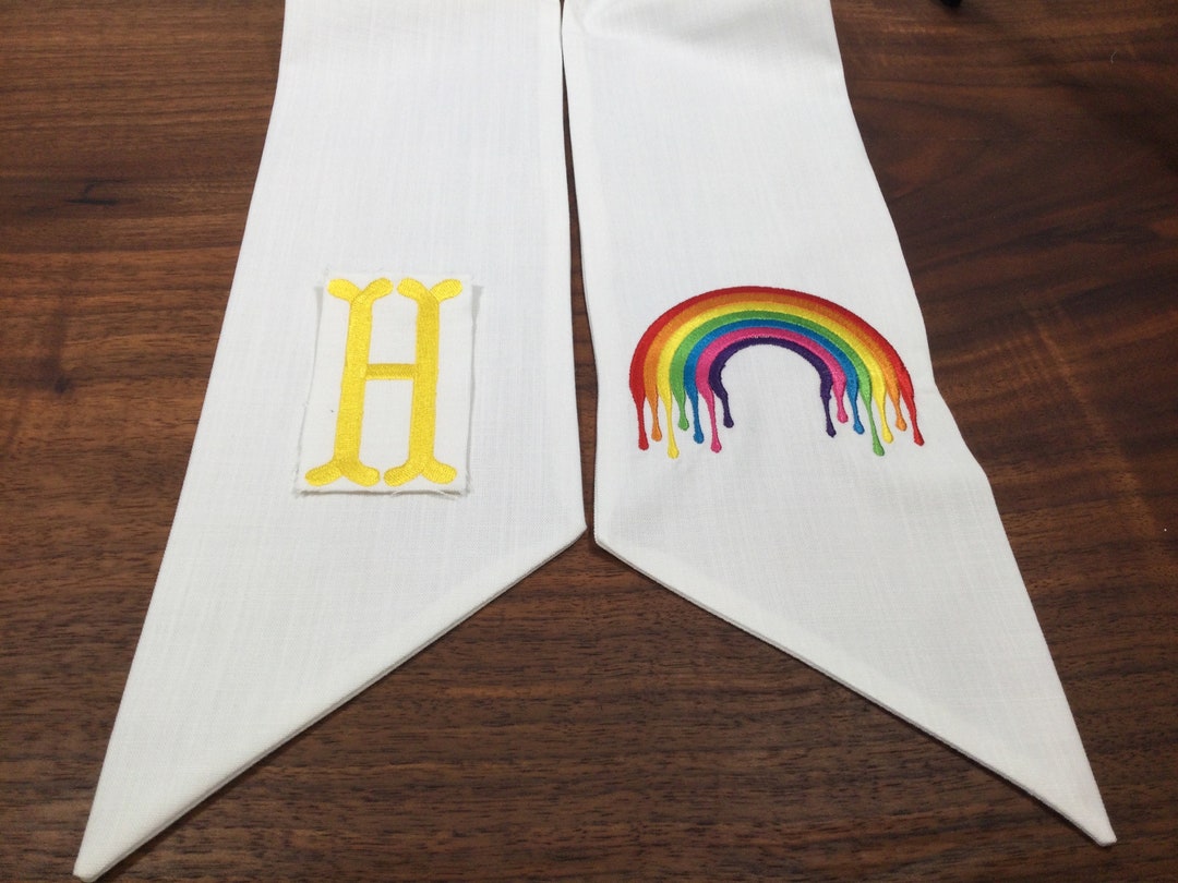 Pride Rainbow Personalized Linen Wreath Sash, LGBT Sash, Rainbow Custom ...