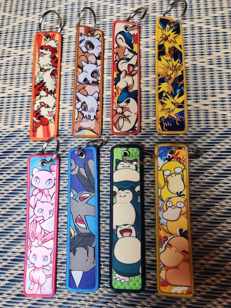 Embroidered Pocket Monsters Keychain: Anime Jet Tag Keyring - Etsy