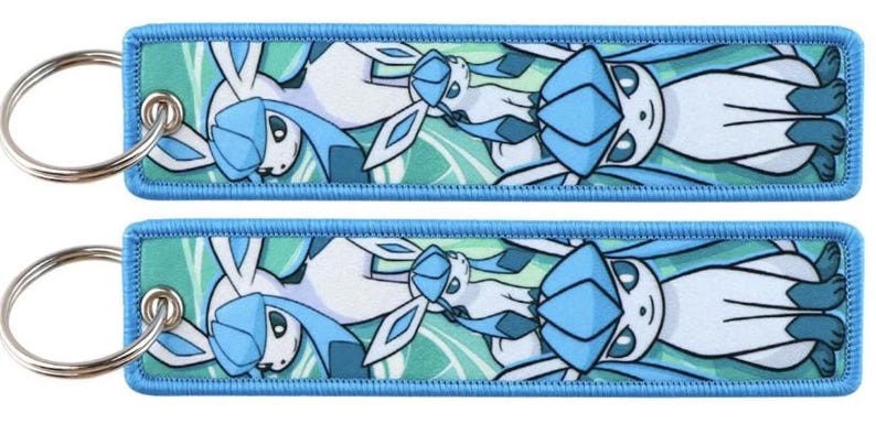 Pocket Monsters Keychain, Embroidered Jet Tag Anime Gift Eevee Glaceon ...