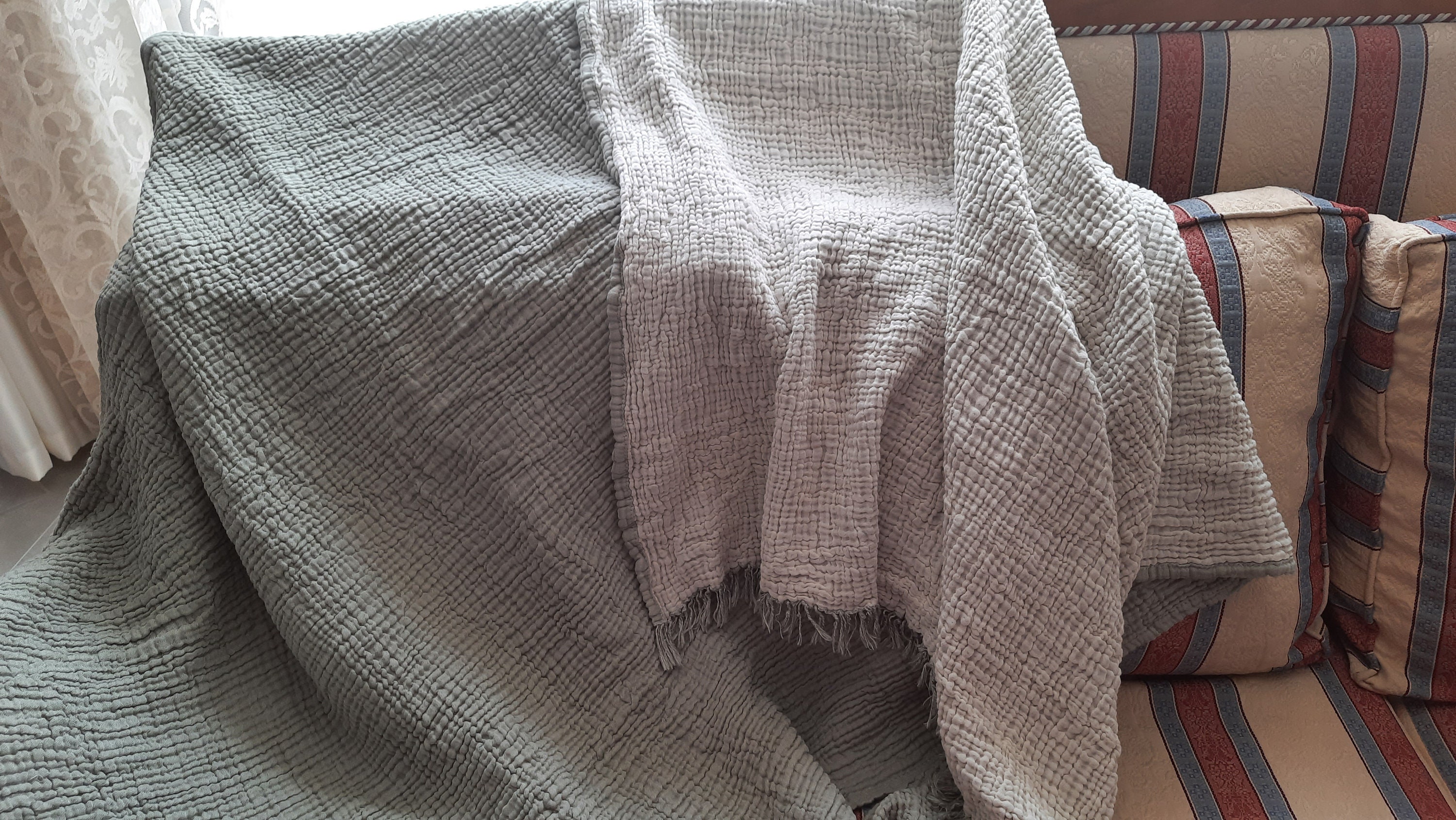 King Size Muslin Blanket 4 Layers Thick Color Options Bed - Etsy