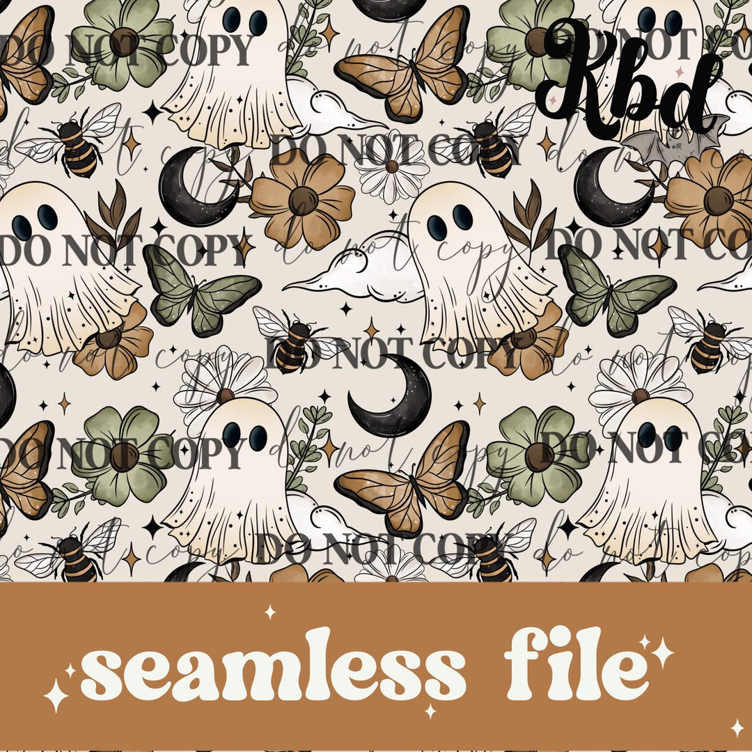 Boho Nature Ghost Seamless Pattern - Etsy
