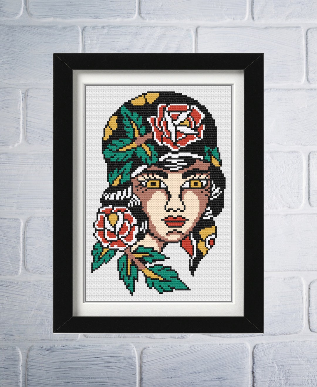 PATTERN Gypsy Rose Tattoo Cross Stitch Pattern Pretty Cross Stitch ...