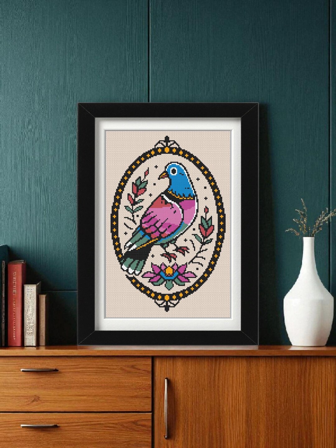 Pigeon Cross Stitch Pattern PDF | Tattoo Style Bird Stitch Design ...