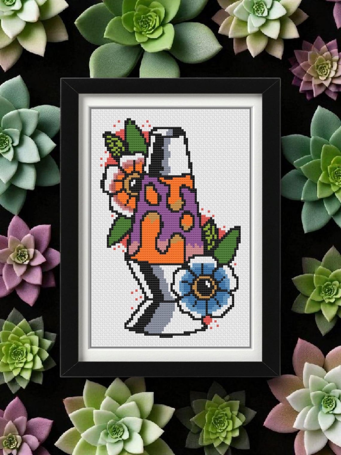 Lava Lamp Cross Stitch Pattern - Tattoo Cross Stitch PDF - 70s Flower ...
