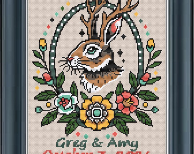 Customized Jackalope Cross Stitch Pattern PDF | Subversive Folklore ...