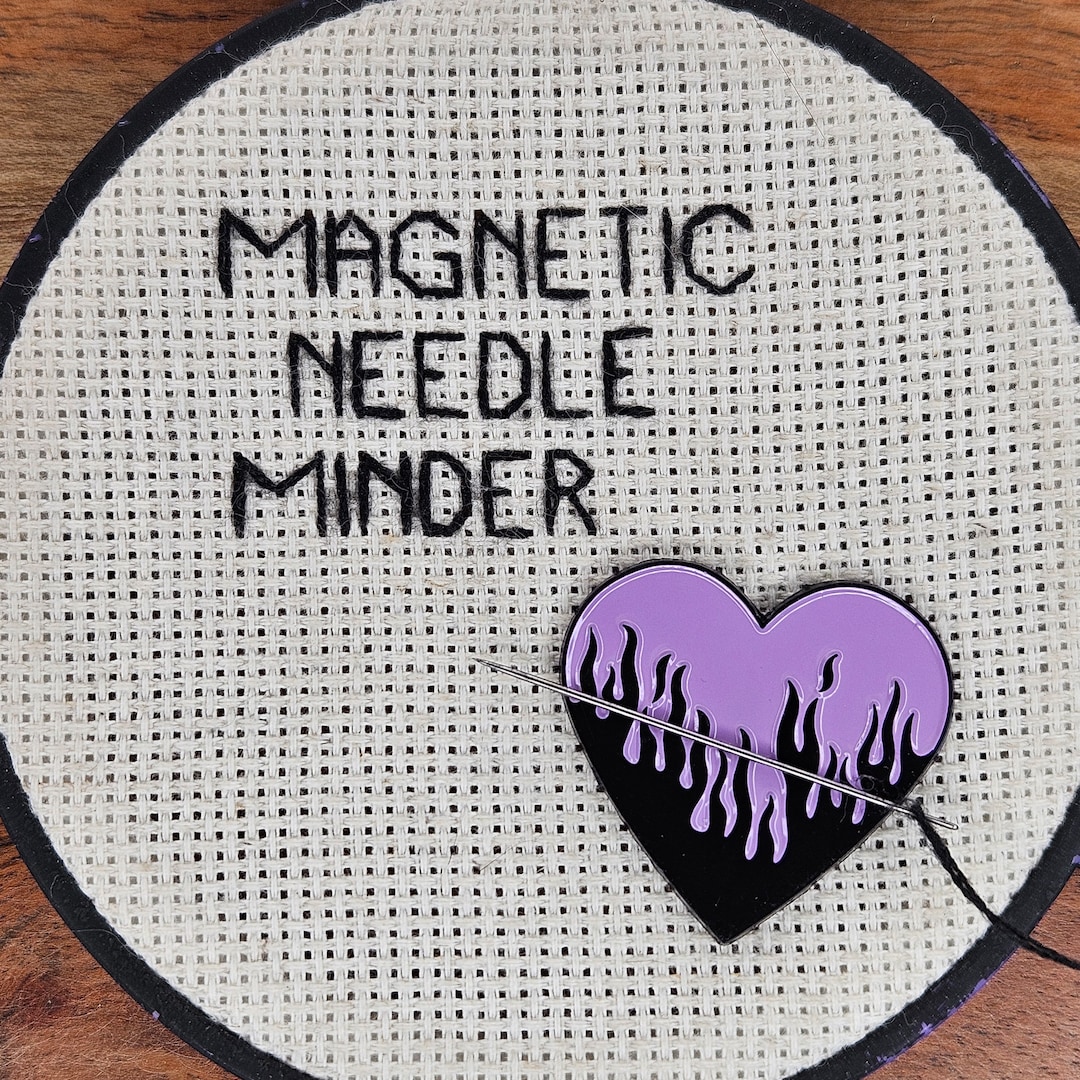 Purple Fire Heart Needle Minder Magnetic for Cross Stitch, Embroidery ...
