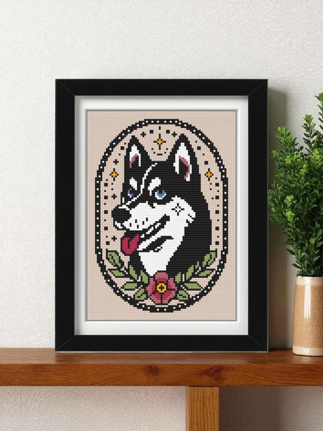 Siberian Husky Cross Stitch Pattern PDF – Funny Tattoo Dog Embroidery ...