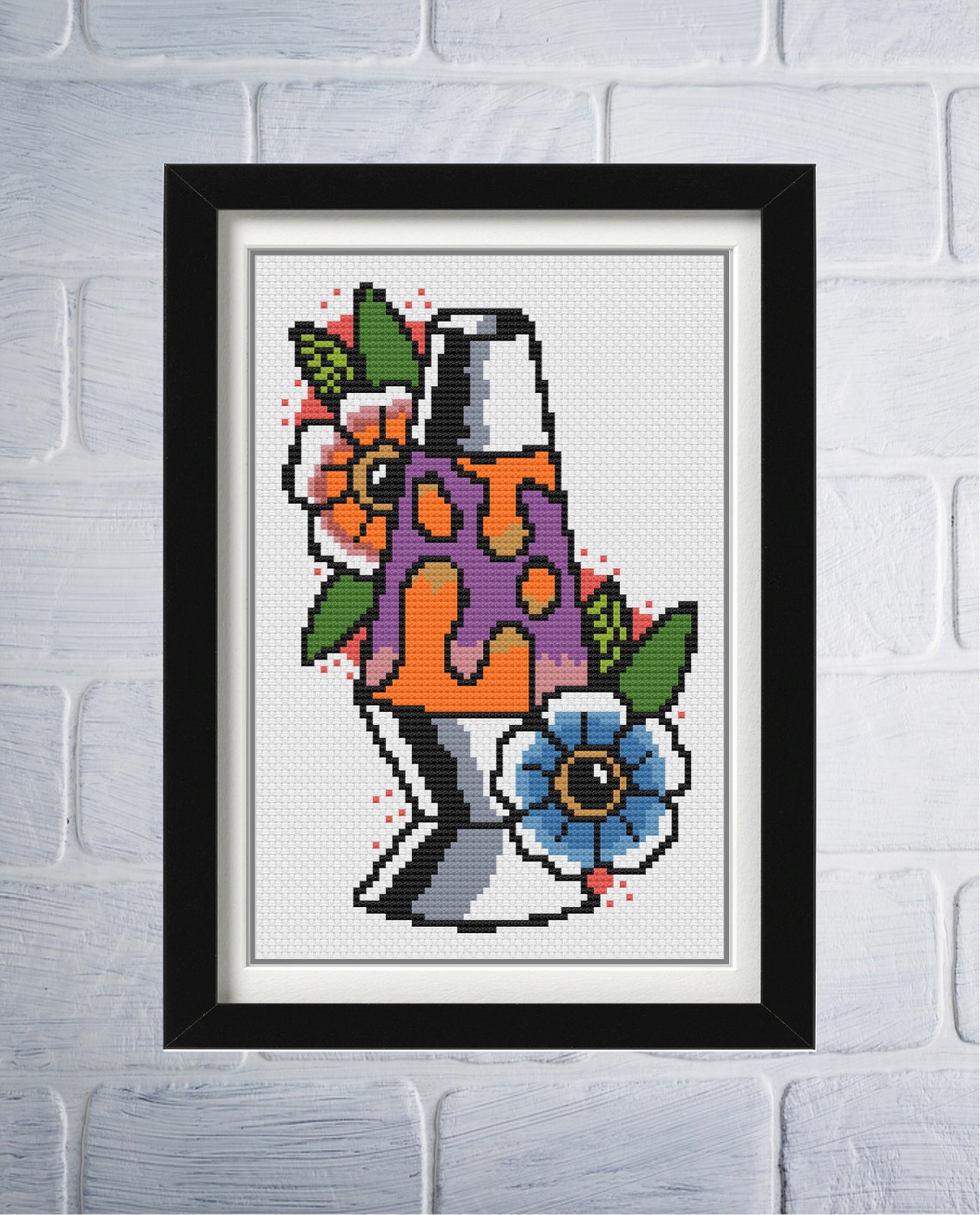 Lava Lamp Cross Stitch Pattern - Tattoo Cross Stitch PDF - 70s Flower ...