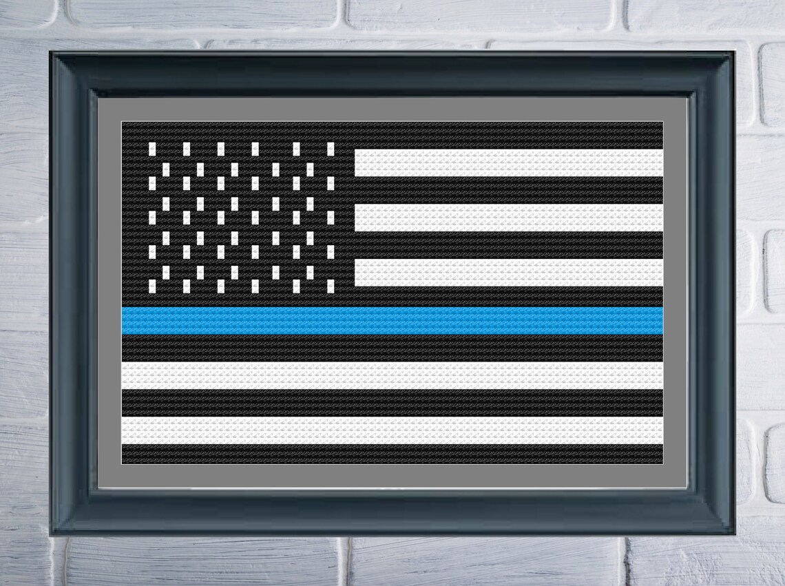 PATTERN Thin Blue Line Cross Stitch Pattern Modern Cross - Etsy