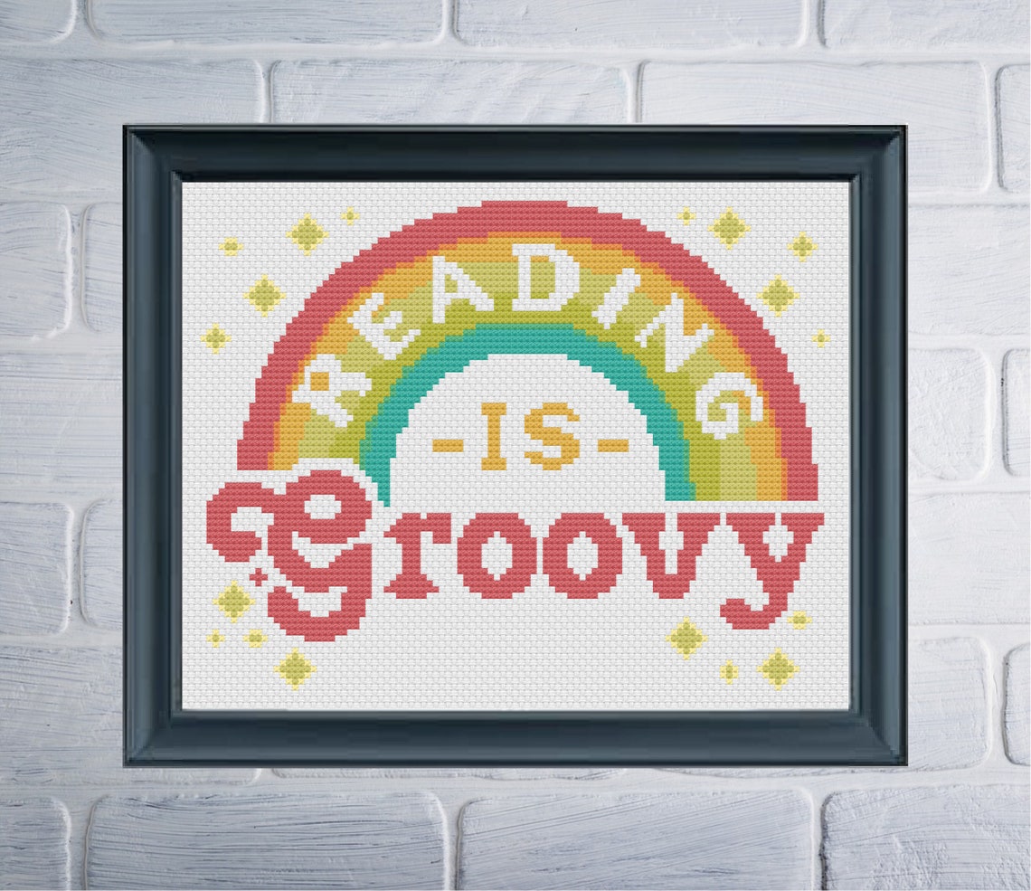 PATTERN Reading is Groovy Cross Stitch Pattern Modern Cross - Etsy
