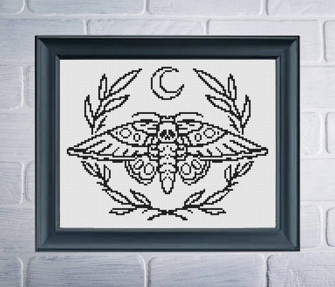 PATTERN Death Moth Cross Stitch Pattern Bug Cross Stitch Tattoo Cross ...