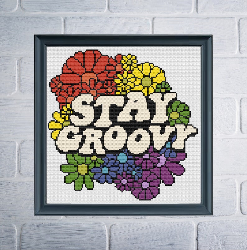 PATTERN Stay Groovy Cross Stitch Pattern Modern Cross Stitch | Etsy