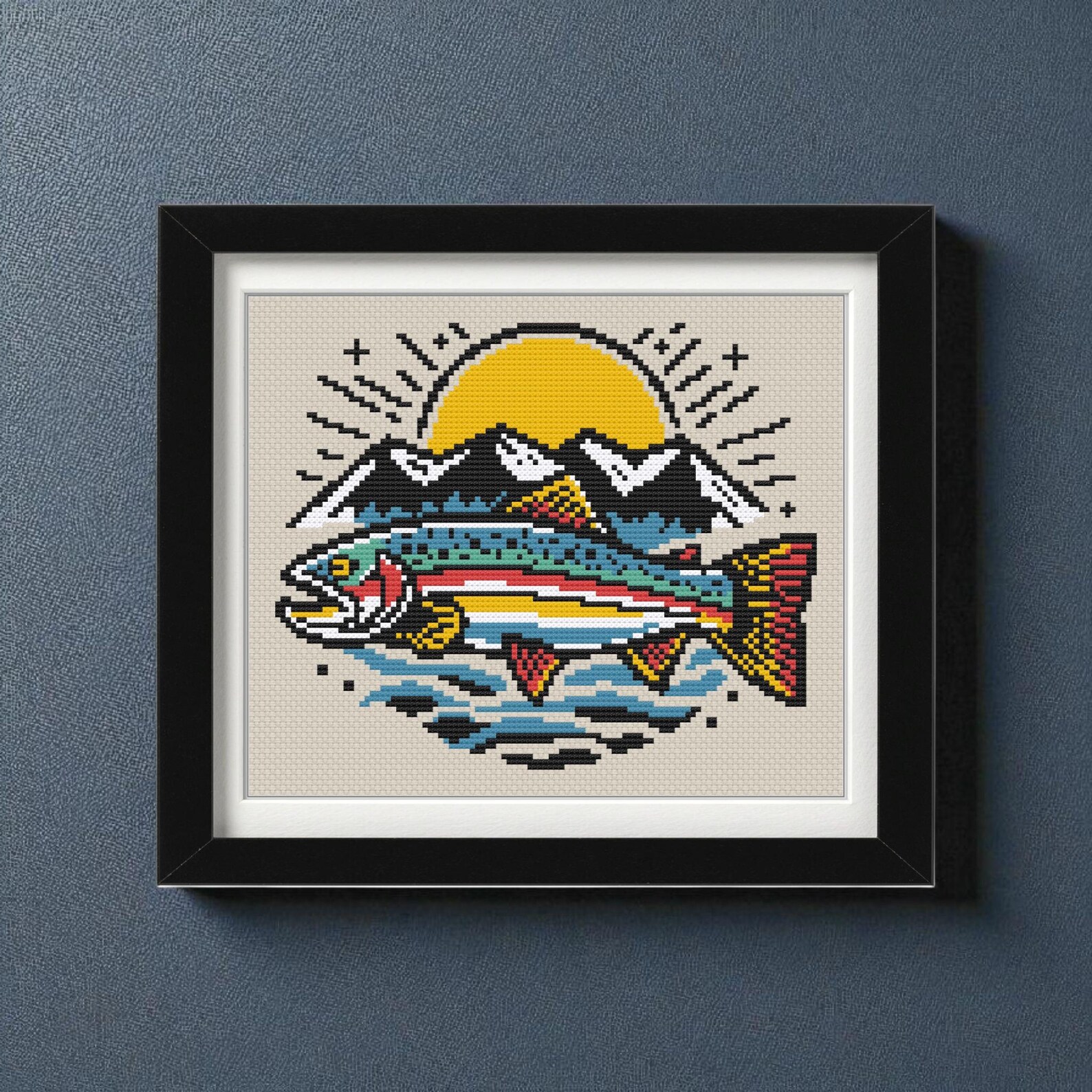 Rainbow Trout Cross Stitch Pattern PDF | Mountain Fishing Embroidery ...