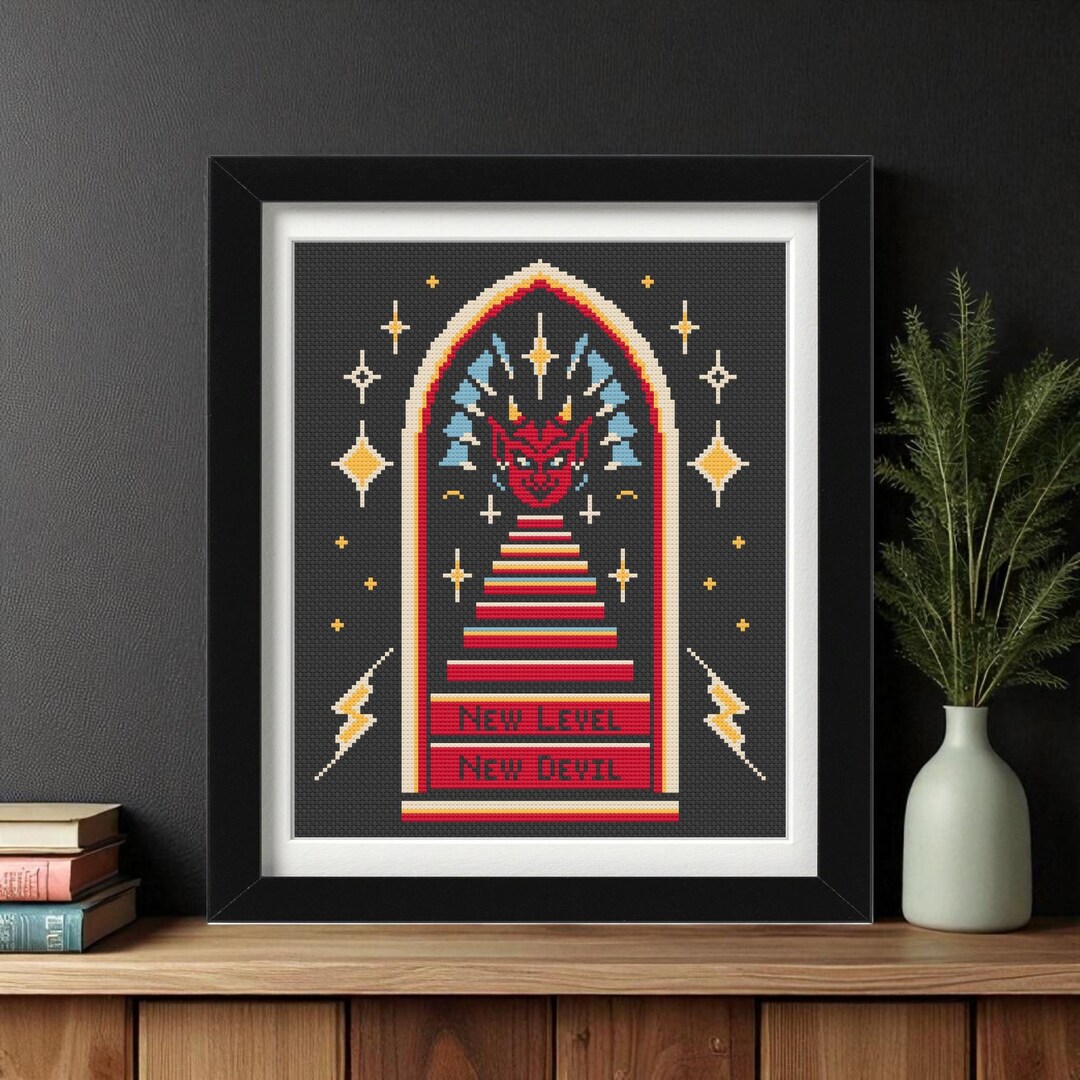 New Level New Devil Cross Stitch Pattern PDF - Sobriety Halloween ...