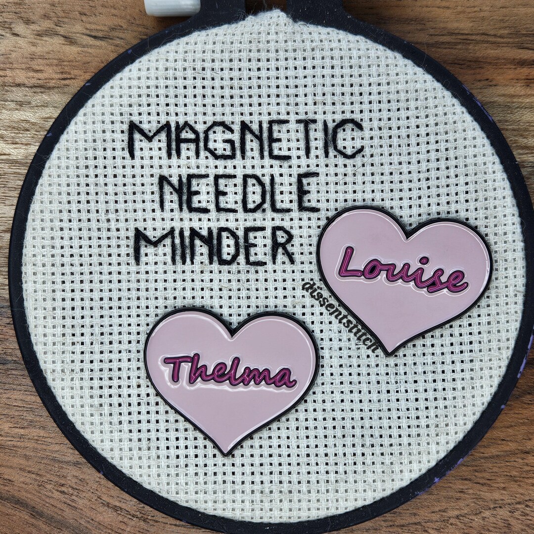 Thelma and Louise Needle Minders | Heart Enamel Magnetic Cross Stitch ...