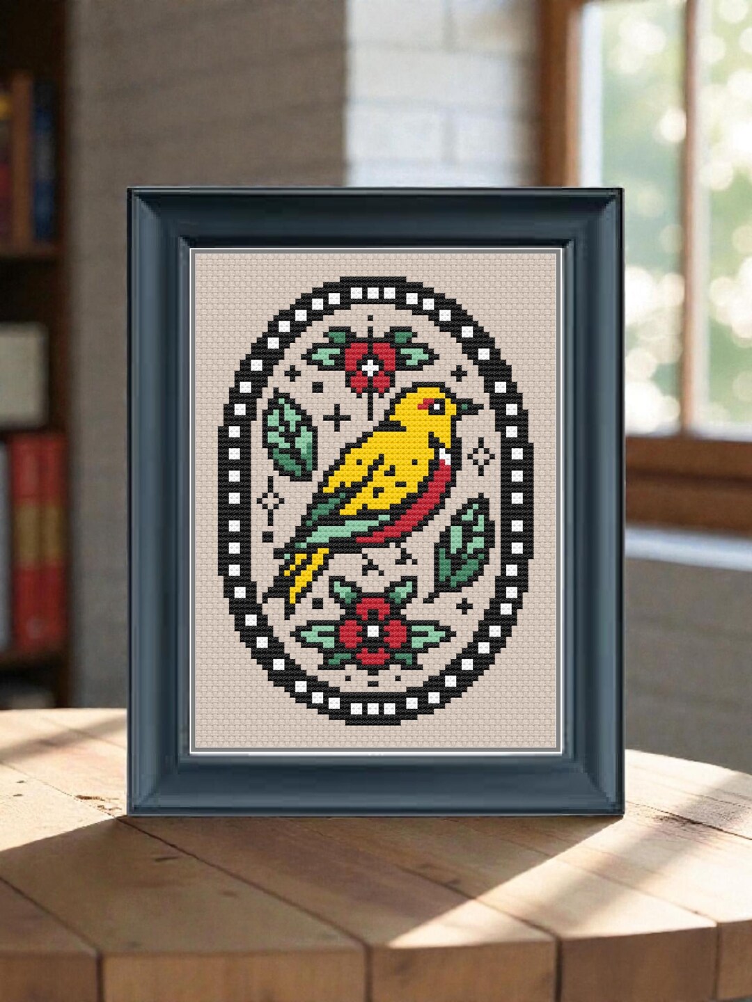 Canary Cross Stitch Pattern PDF | Tattoo Flash Bird Embroidery Chart ...