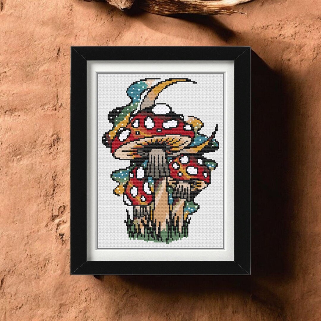 Galaxy Trip Mushroom Cross Stitch Pattern PDF - Trippy Amanita Forage ...