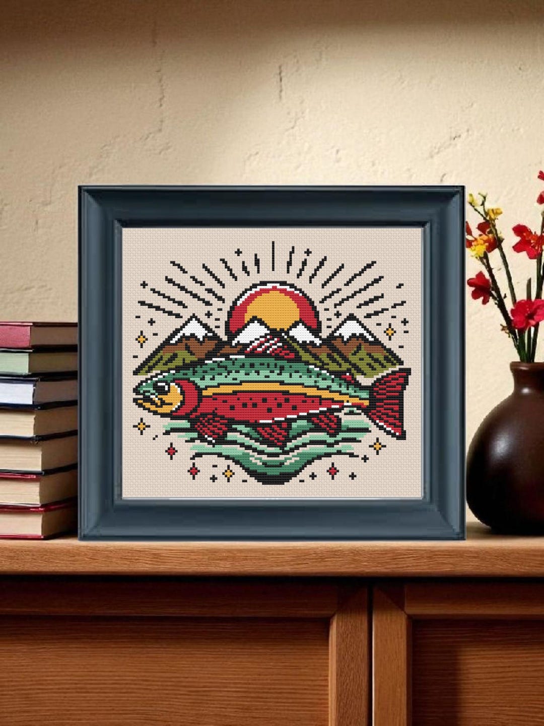 Cutthroat Trout Cross Stitch Pattern PDF – Mountain Fishing Embroidery ...