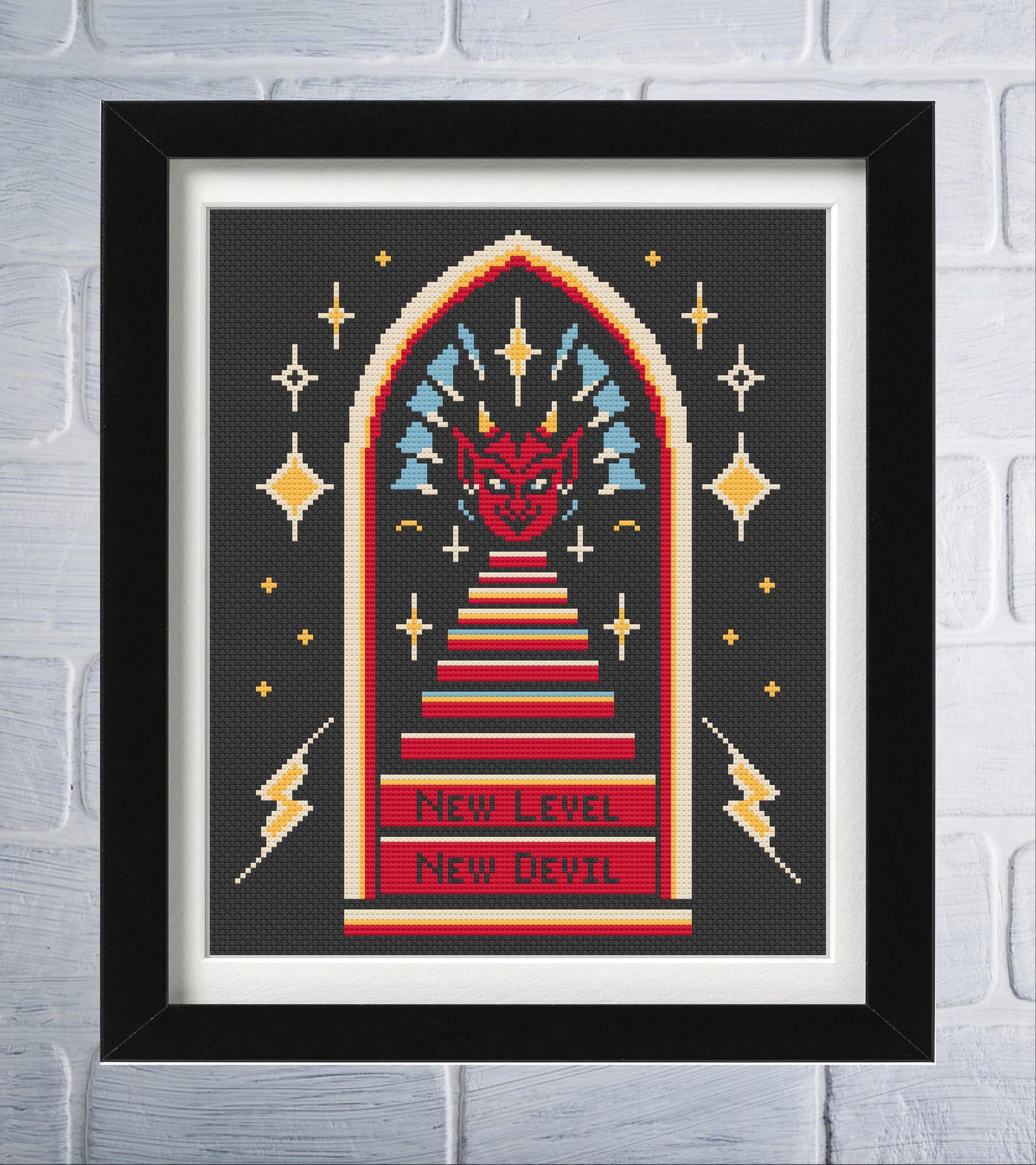 New Level New Devil Cross Stitch Pattern PDF - Sobriety Halloween ...