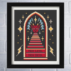 New Level New Devil Cross Stitch Pattern PDF - Sobriety Halloween ...