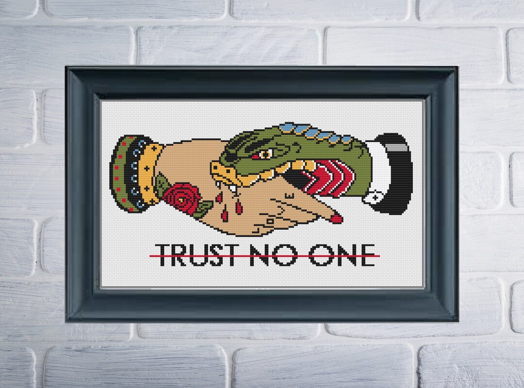 PATTERN Trust No One Cross Stitch Pattern - Tattoo Cross Stitch Pattern ...