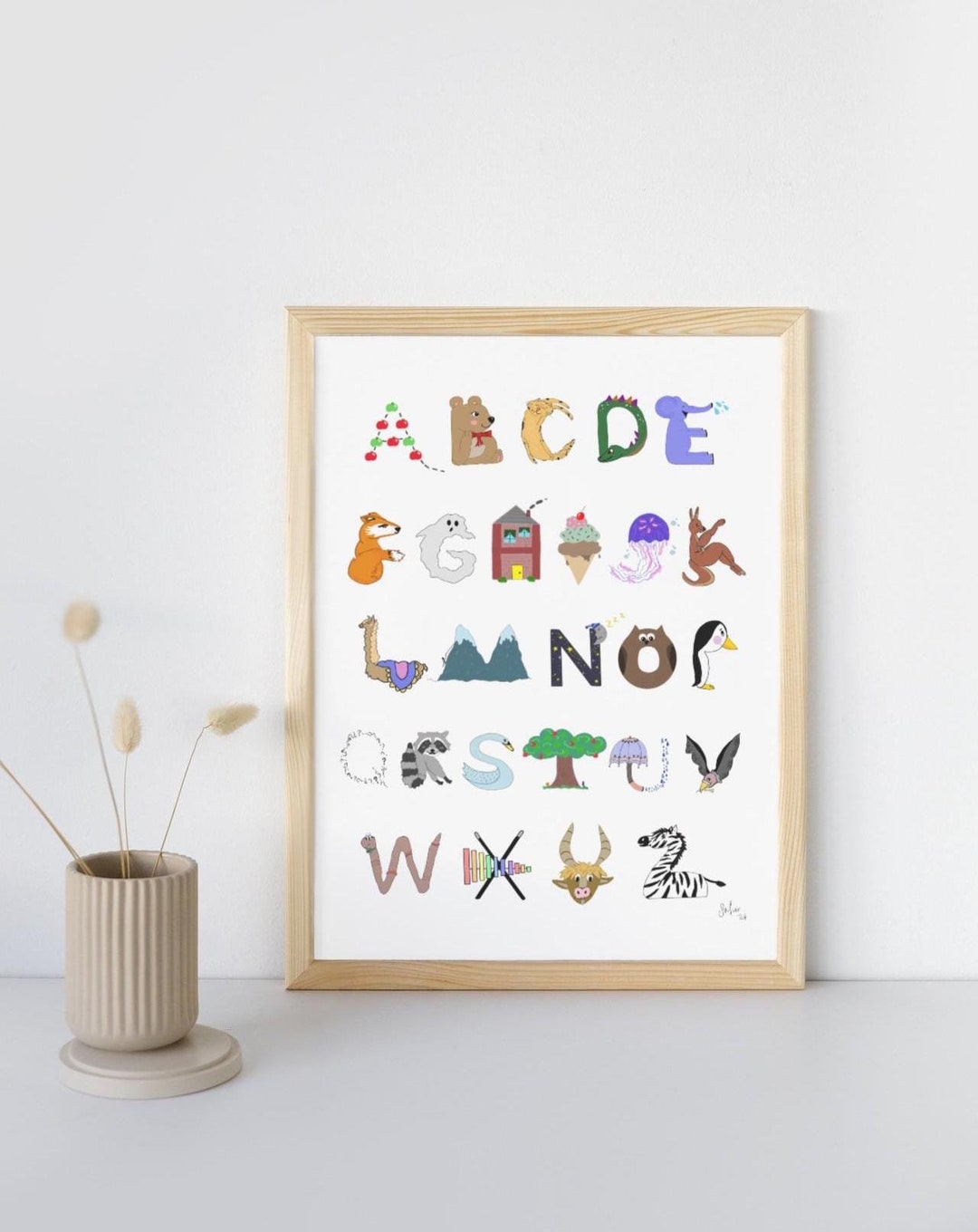 Alphabet Art Print, Letter Shapes Poster, ABC Print, Nursery Art ...