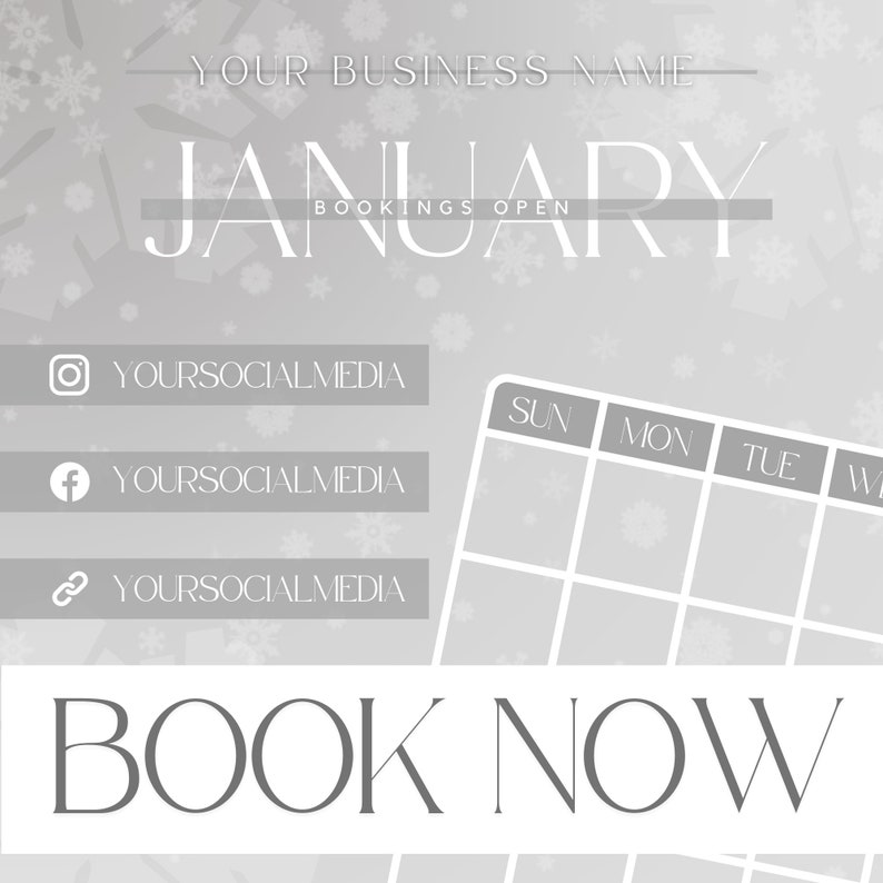 January Booking Template Flyer, DIY Sale Flyer, Editable Flyer, Premade ...