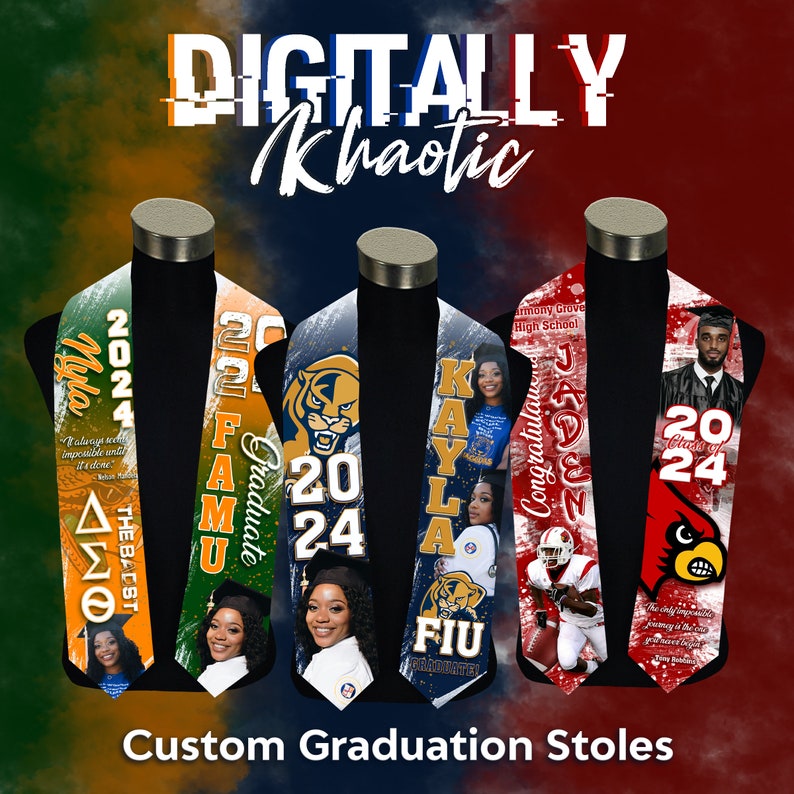 Custom Graduation Stole | Personalized Name, School, Photos, Colors ...